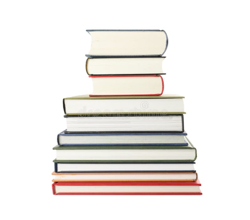 Many Different Books Stacked on White Background Stock Photo - Image of ...