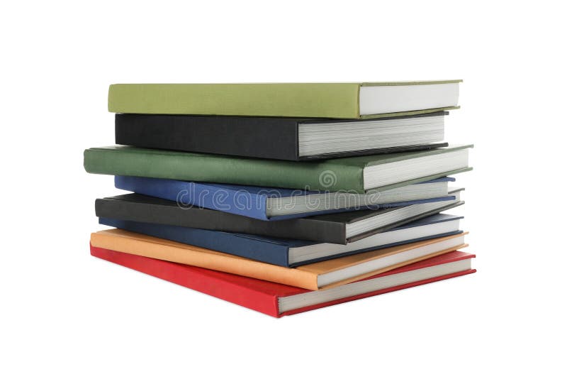 Many Different Books Stacked on White Background Stock Image - Image of ...