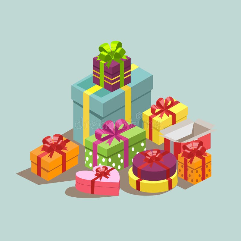 Many Different Boxes with Gifts for the Holiday - Vector Stock Vector ...