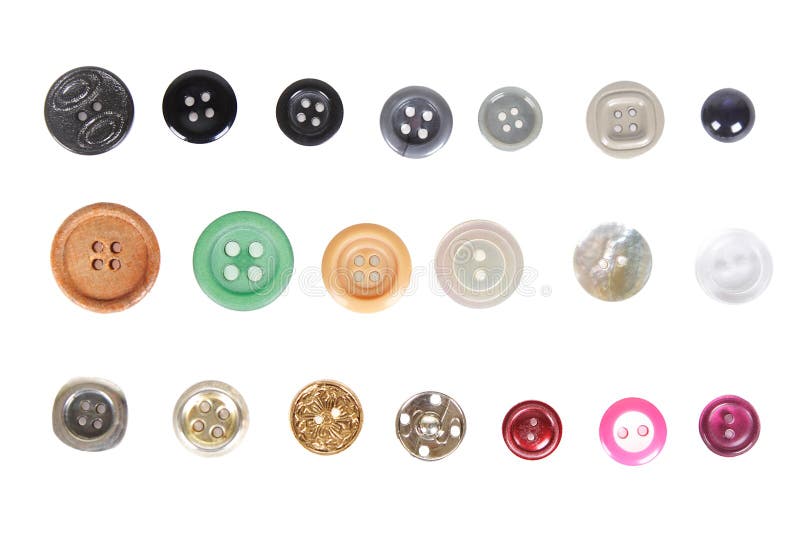 Many Different Buttons Isolated Stock Photo - Image of brown, button ...