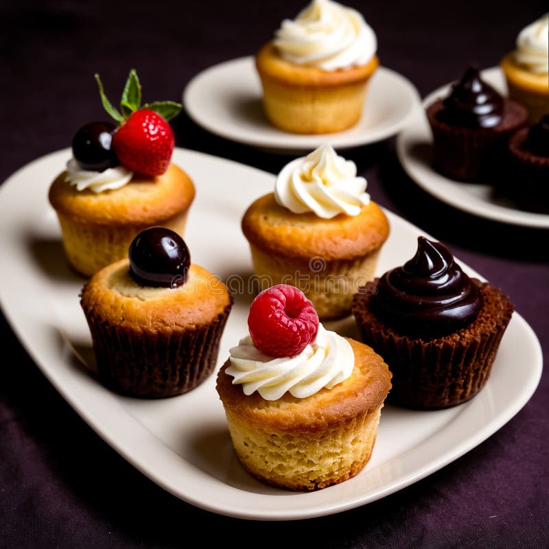 Many Different Cakes with Berries. Generative AI Stock Illustration ...