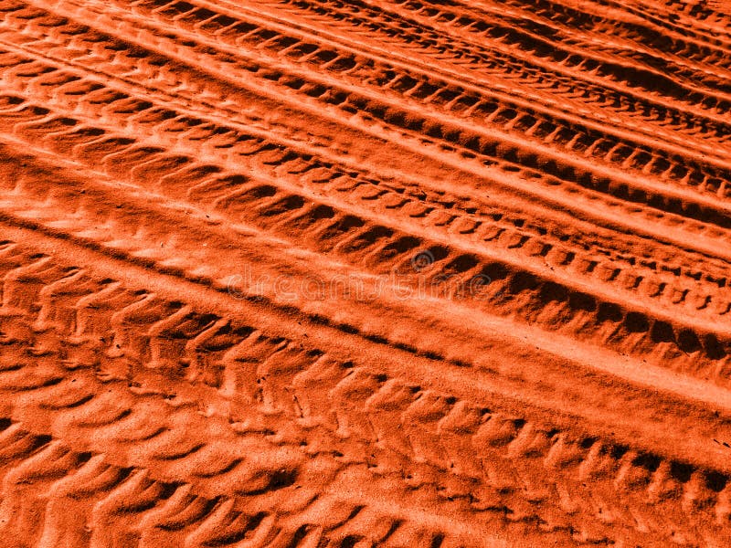 Different Car Tracks on the Red Sand. Stock Image - Image of motoring ...