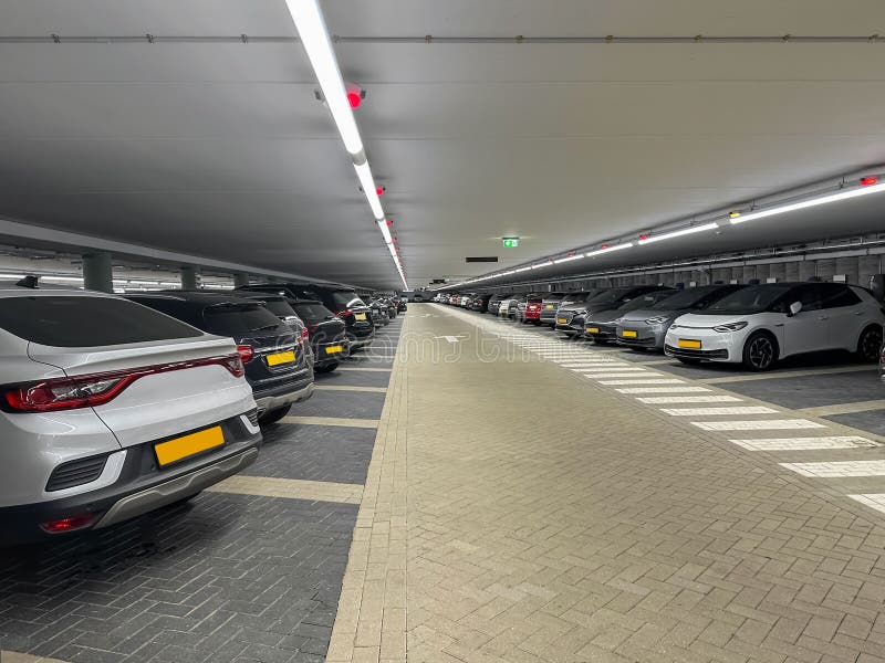 Many Different Cars in Underground Parking Garage Stock Photo - Image ...