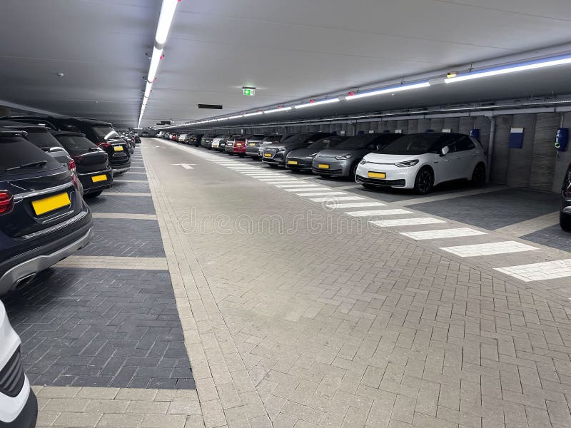 Many Different Cars in Underground Parking Garage Stock Photo - Image ...
