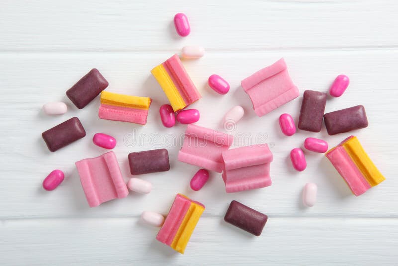 Gums on a table stock image. Image of chewing, chew - 230897135