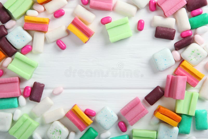 Many Different Chewing Gums on the Table Stock Photo - Image of candy ...