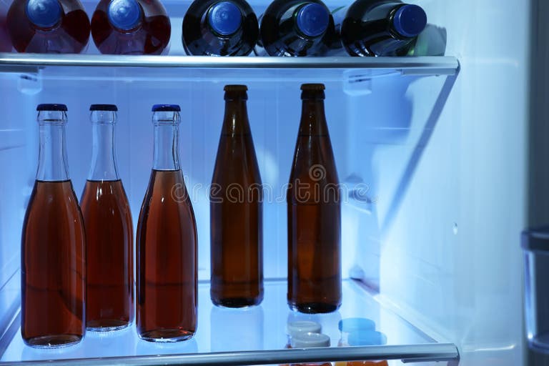 Many Different Cold Drinks in Refrigerator, Closeup Stock Image - Image ...