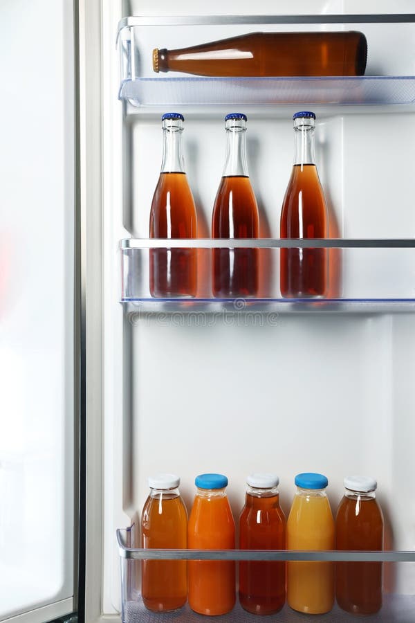 Many Different Cold Drinks in Refrigerator, Closeup Stock Photo - Image ...