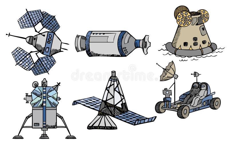 Many Different Color Spacecrafts, Stock Vector - Illustration of ...