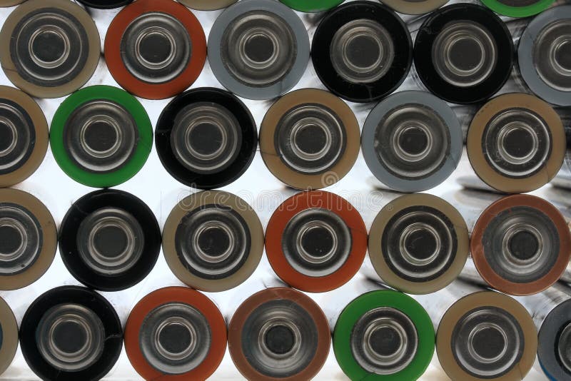 Many Different Colored Batteries Stock Image - Image of green, charge ...