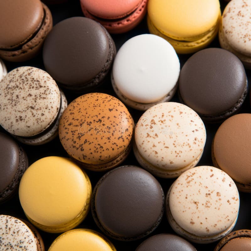 Many Different Colored Macarons on a Black Background Stock ...