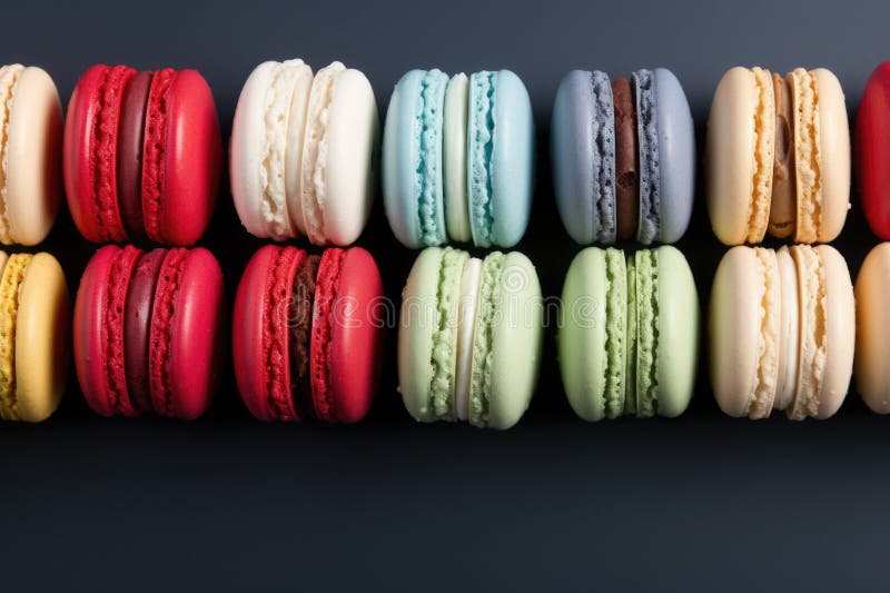 Many Different Colored Macarons on a Dark Background, AI Stock ...