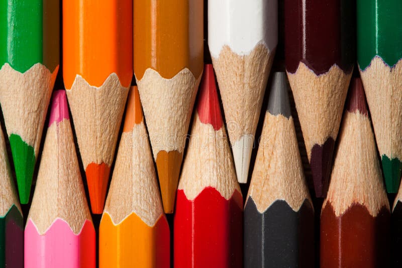 Many Different Colored Pencils. Close-up Macro. Stock Image - Image of ...