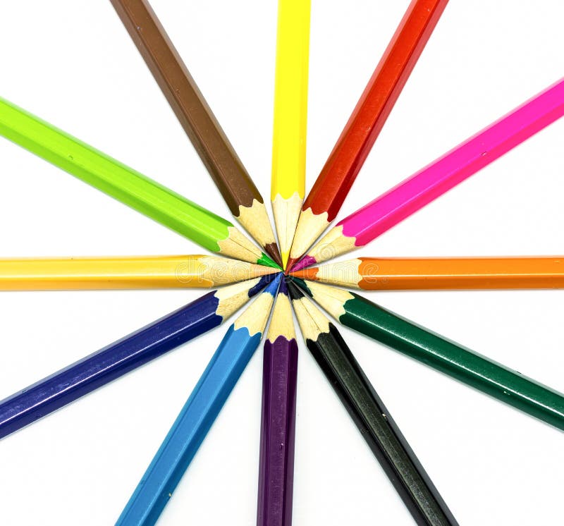 Many Different Colored Pencils on White Stock Photo - Image of design ...