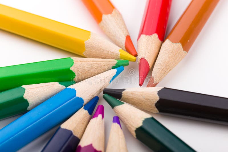 Many Different Colored Pencils on White Background Stock Photo - Image ...