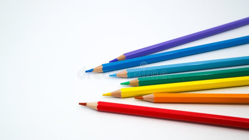 Many Different Colored Pencils on White Background Stock Photo - Image ...