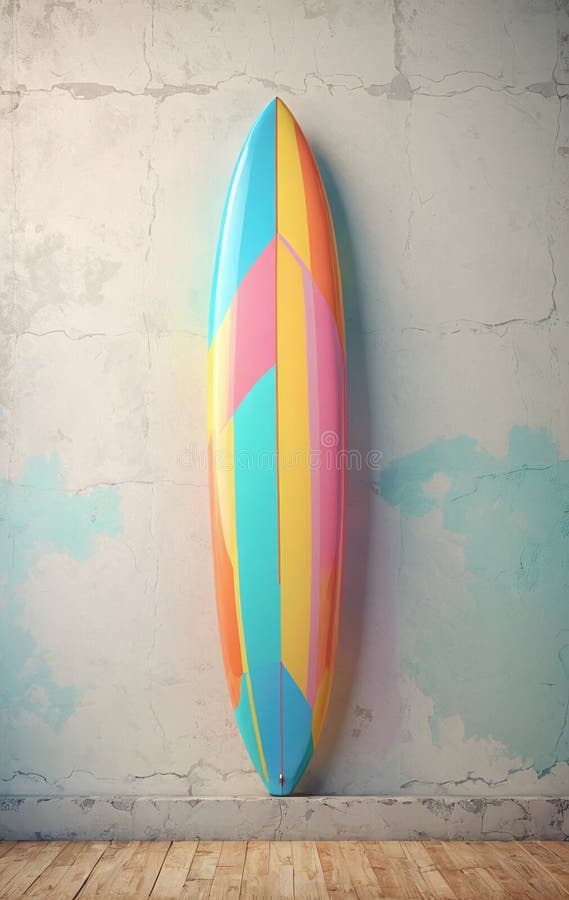Many Different Colored Surfboards Standing in a Row on a Wooden Wall ...
