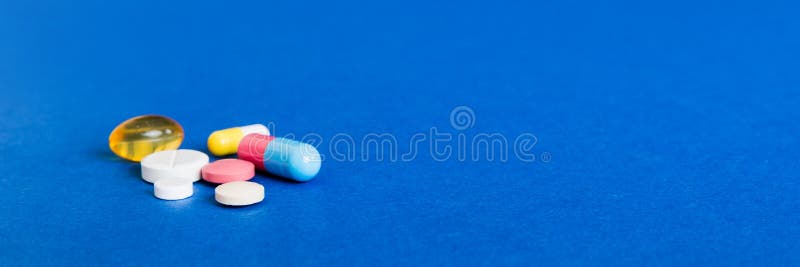 Many Different Colorful Medication and Pills Perspective View. Set of ...