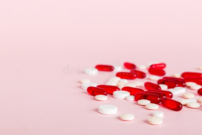 Many Different Colorful Medication and Pills Perspective View. Set of ...