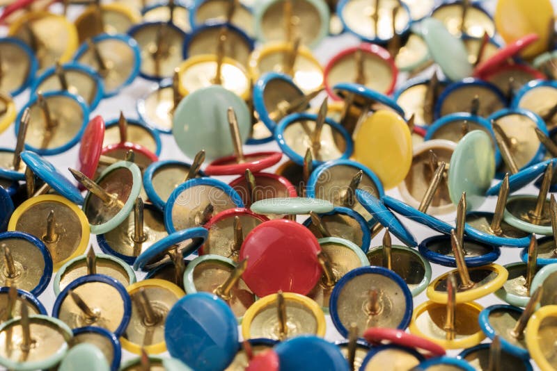 Many Different Colorful Thumbtacks Colorful Background Stock Photos ...