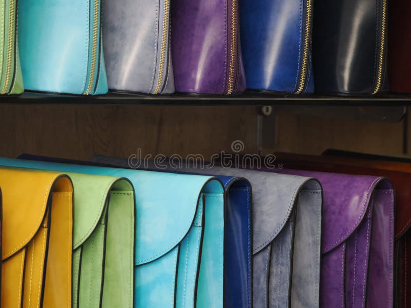 Many Different Colors Leather Bags Stock Photo - Image of fashion ...