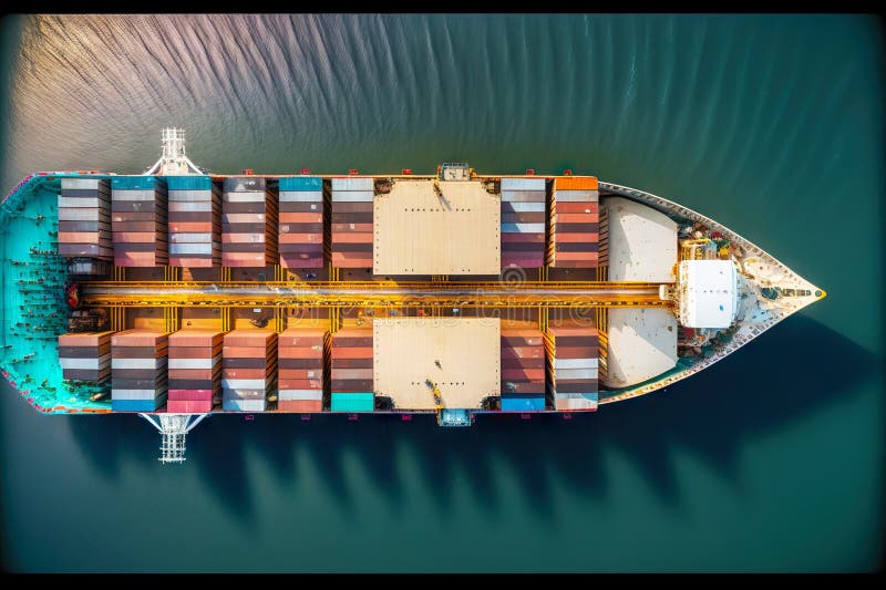 Many Different Containers on Deck of Cargo Ship, Global Business ...