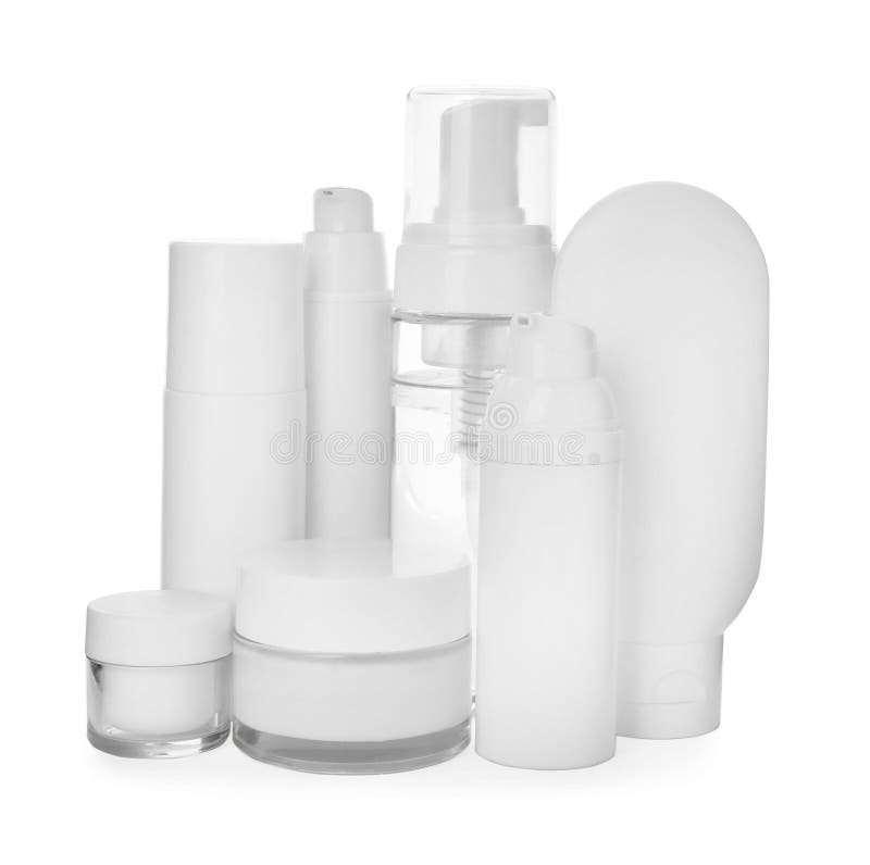Many Different Cosmetics Products on White Background Stock Image ...