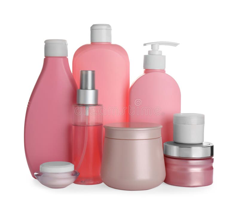 Many Different Cosmetics Products on White Background Stock Photo ...