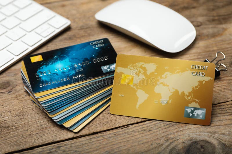 Many Different Credit Cards on Table Stock Image - Image of debt ...