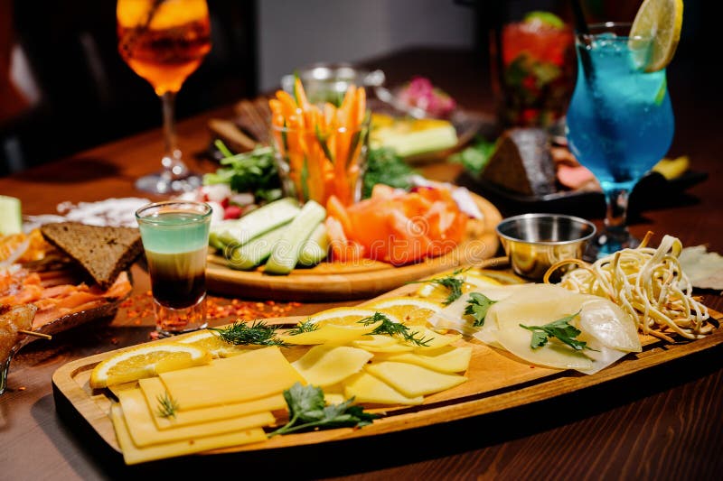 Many Different Delicious Dishes on the Table. Various Snacks and ...