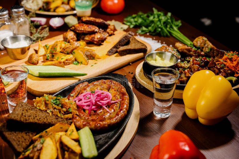 Many Different Delicious Dishes on the Table. Various Snacks and ...