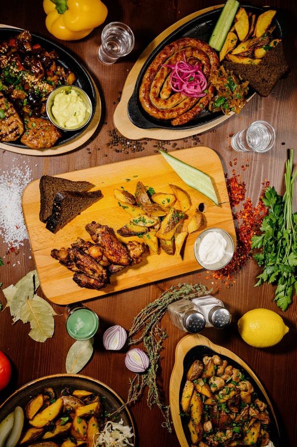 Many Different Delicious Dishes on the Table. Various Snacks and ...