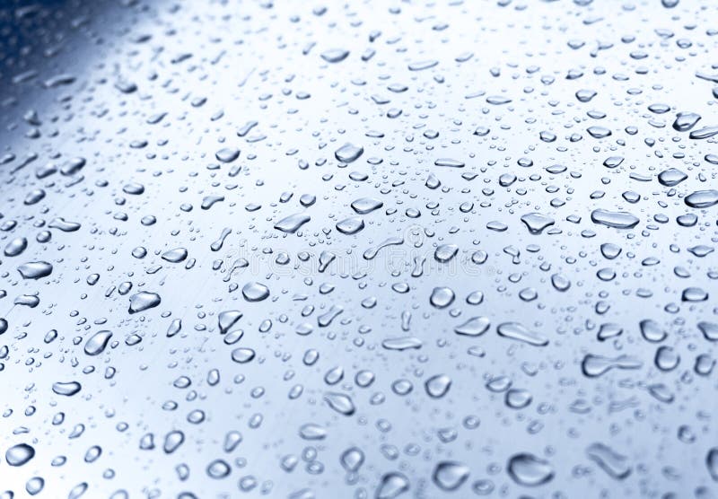 Many Different Drops of Water on the Metal Surface Stock Photo - Image ...