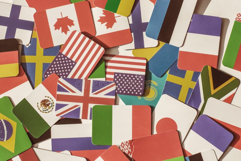 Many Different Flags of Different Countries. Background. View from ...