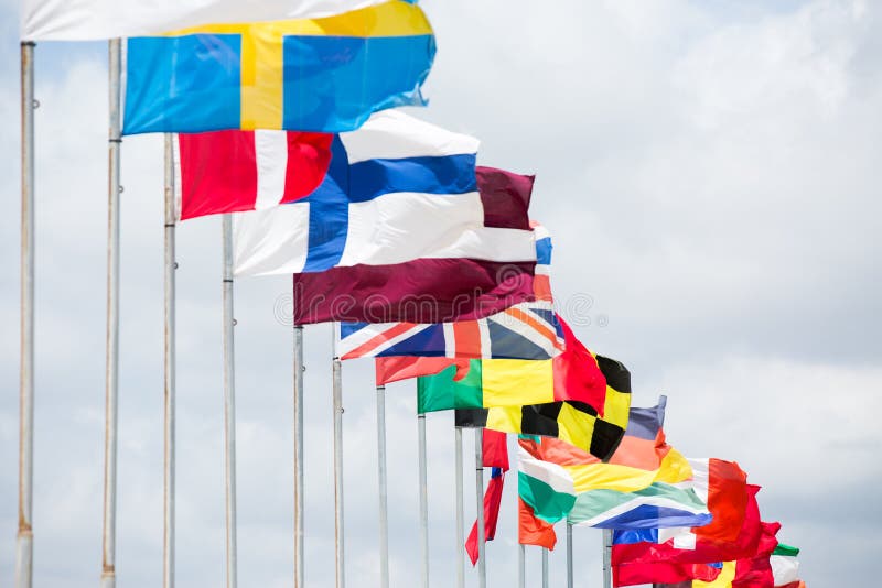 Many Different Flags Waving on the Wind Stock Photo - Image of norway ...