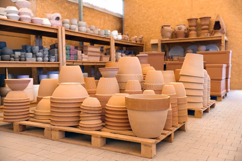 Many Different Flower Pots in Gardening Shop Stock Photo - Image of ...