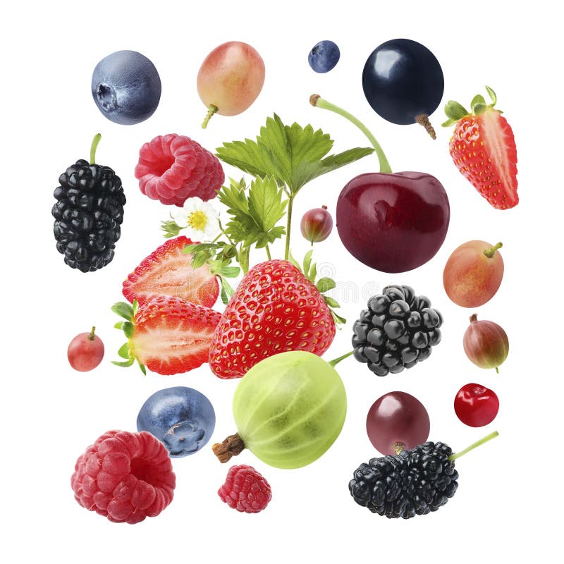 Many Different Fresh Berries Falling on White Background Stock Image ... Many Different Fresh Berries Falling on White Background Stock Image ...