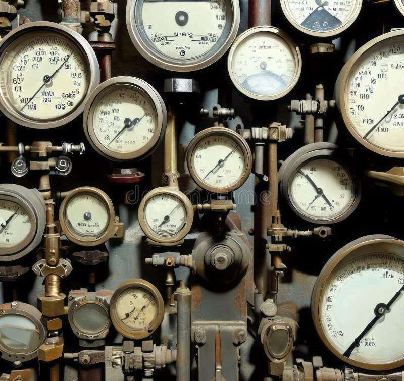 Many Different Gauges on the Wall of a Building Stock Illustration ...