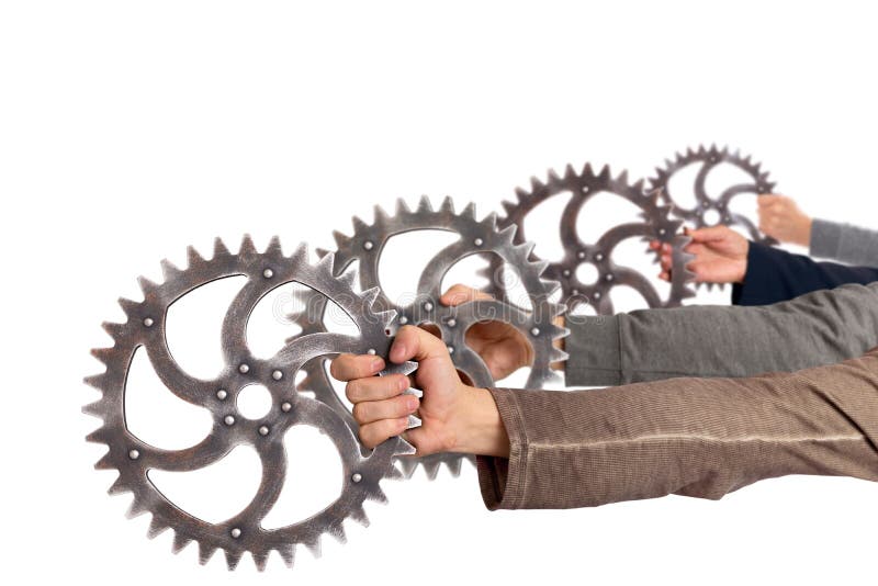 Many Different Hands Hold Gears that Mesh Stock Photo - Image of ...