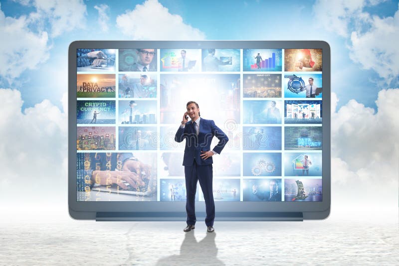 Many Different Images in Video Streaming Concept Stock Photo - Image of ...