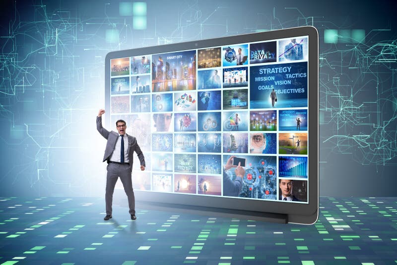 Many Different Images in Video Streaming Concept Stock Image - Image of ...