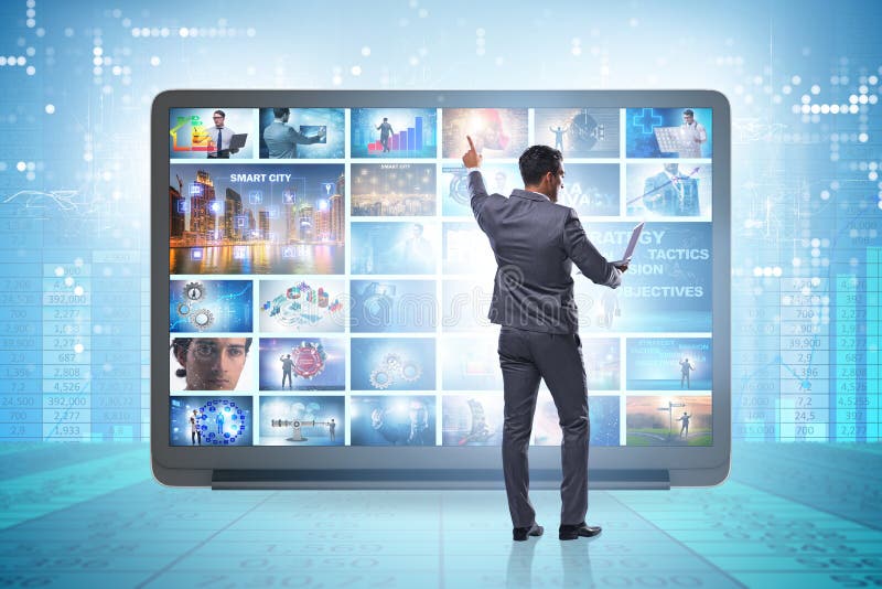 Many Different Images in Video Streaming Concept Stock Photo - Image of ...