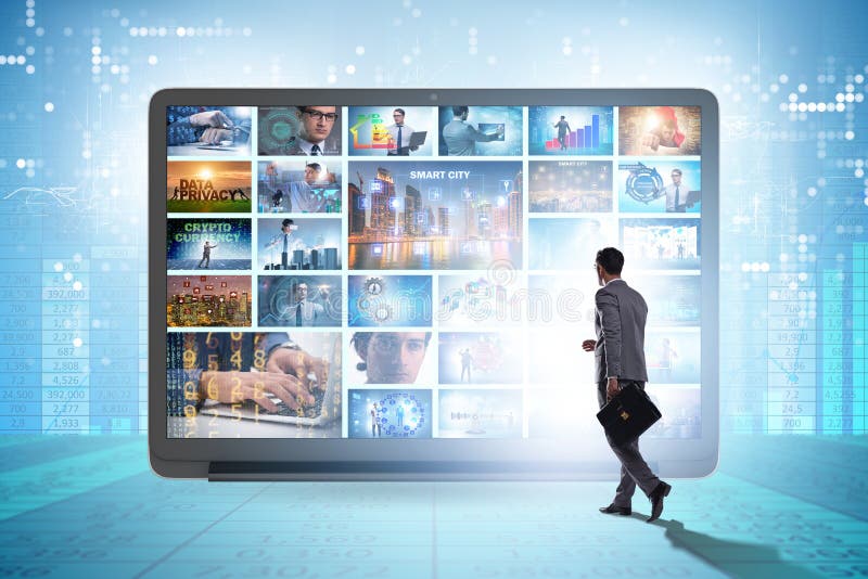 Many Different Images in Video Streaming Concept Stock Image - Image of ...