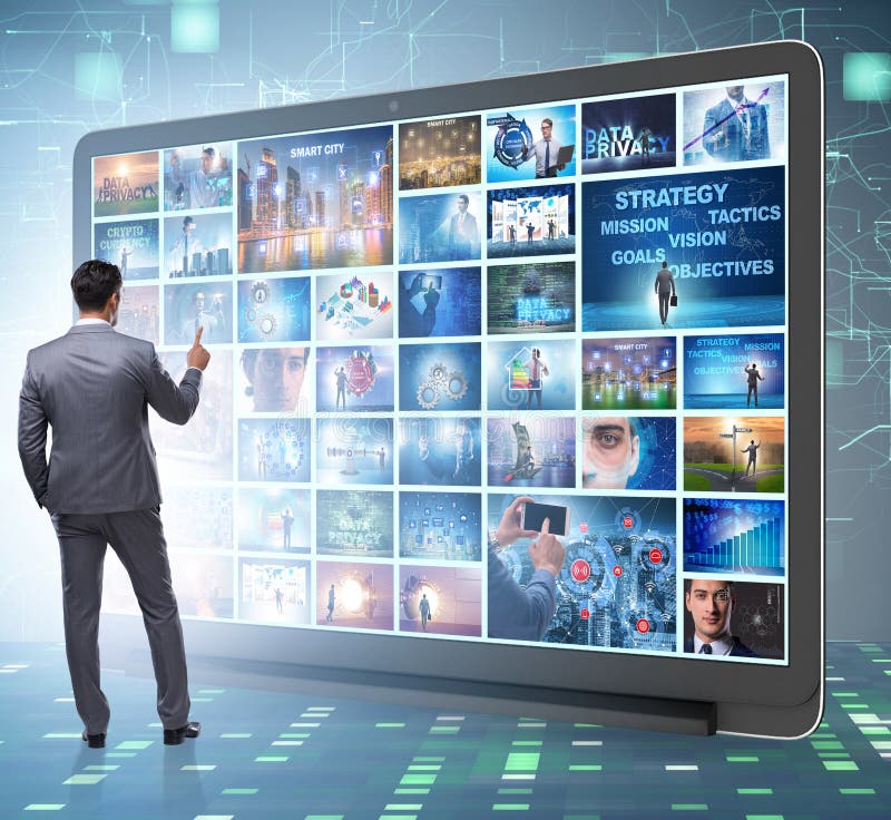 Many Different Images in Video Streaming Concept Stock Photo - Image of ...