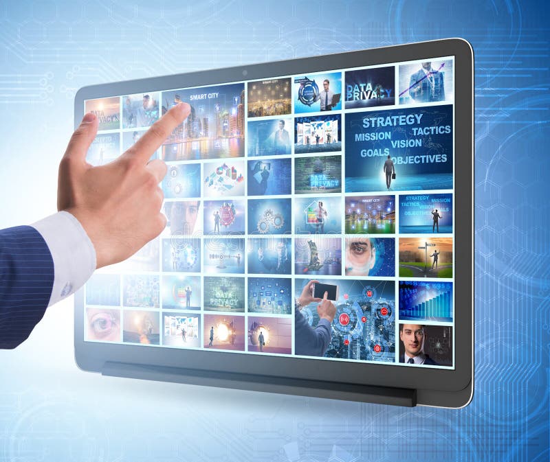 Many Different Images in Video Streaming Concept Stock Image - Image of ...