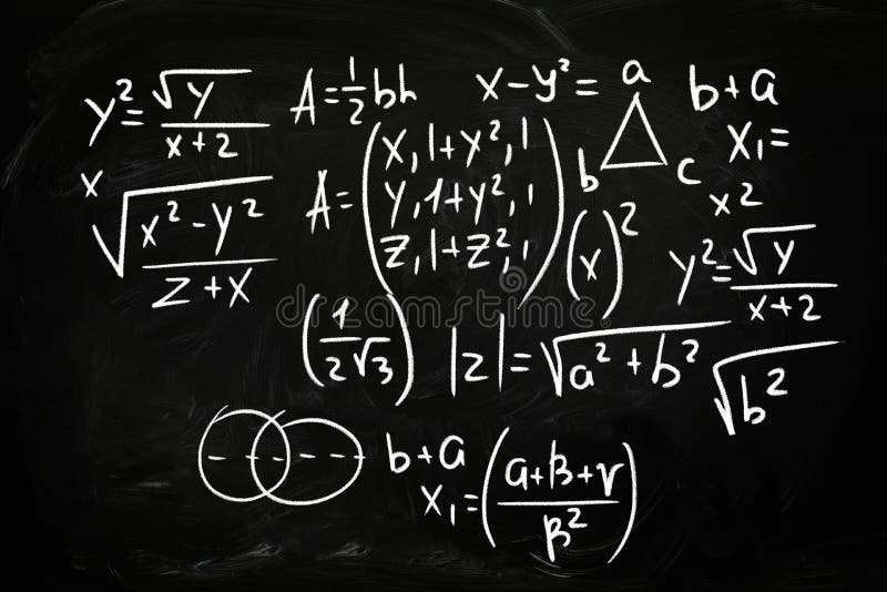 Many Different Math Formulas Written on Chalkboard Stock Image - Image ...