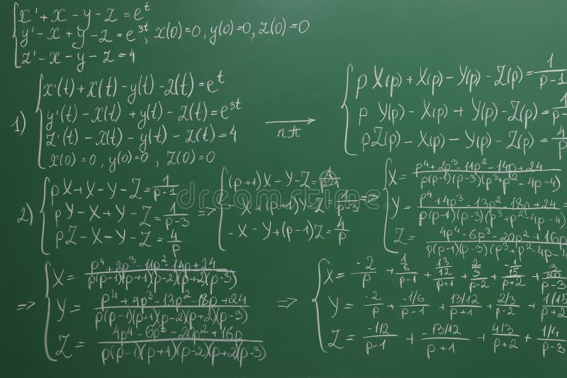 Many Different Math Formulas Written on Chalkboard Stock Image - Image ...
