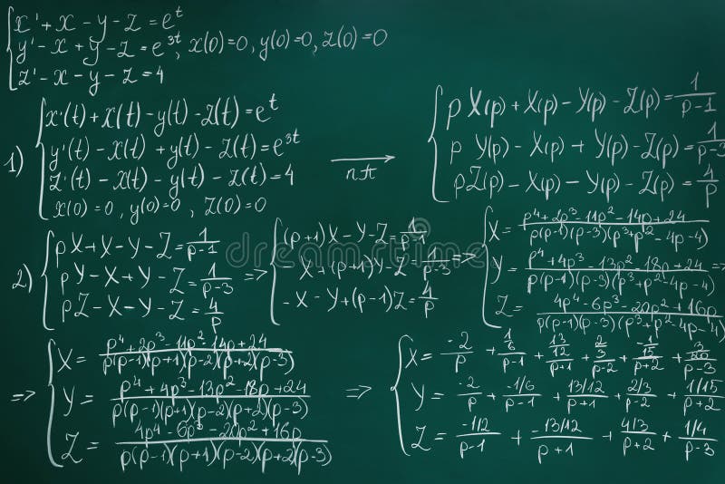 Many Different Math Formulas Written on Chalkboard Stock Image - Image ...