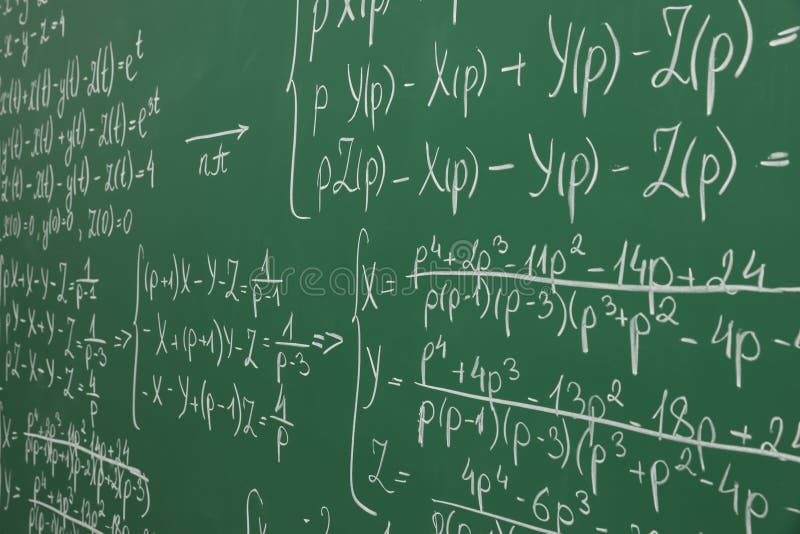 Many Different Math Formulas Written on Chalkboard Editorial ...