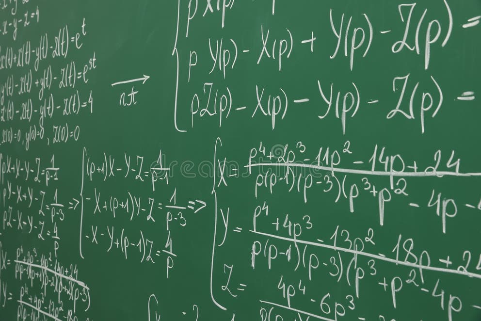 Many Different Math Formulas Written on Chalkboard Stock Image - Image ...